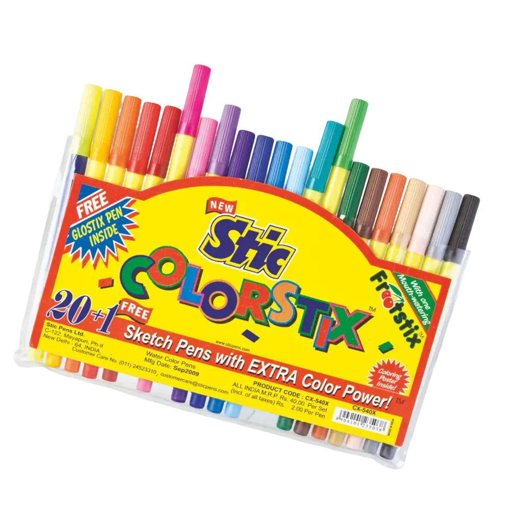 Buy Stic Colorstix Sketch Pens - Set of 21 Colours | Vibrant Fine Tips