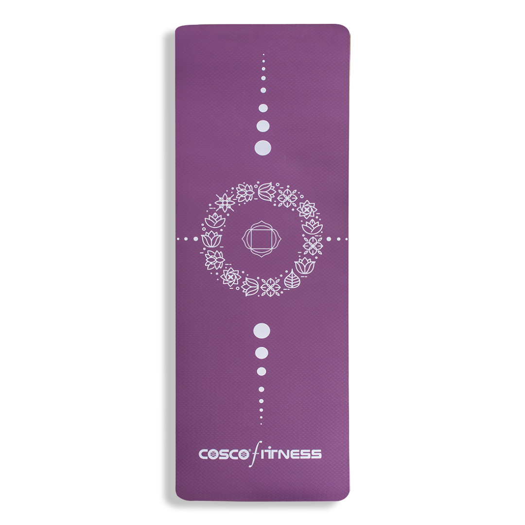 Cosco Yoga Mat Aasan - Purple | 8mm Extra Thick | Anti-Tear